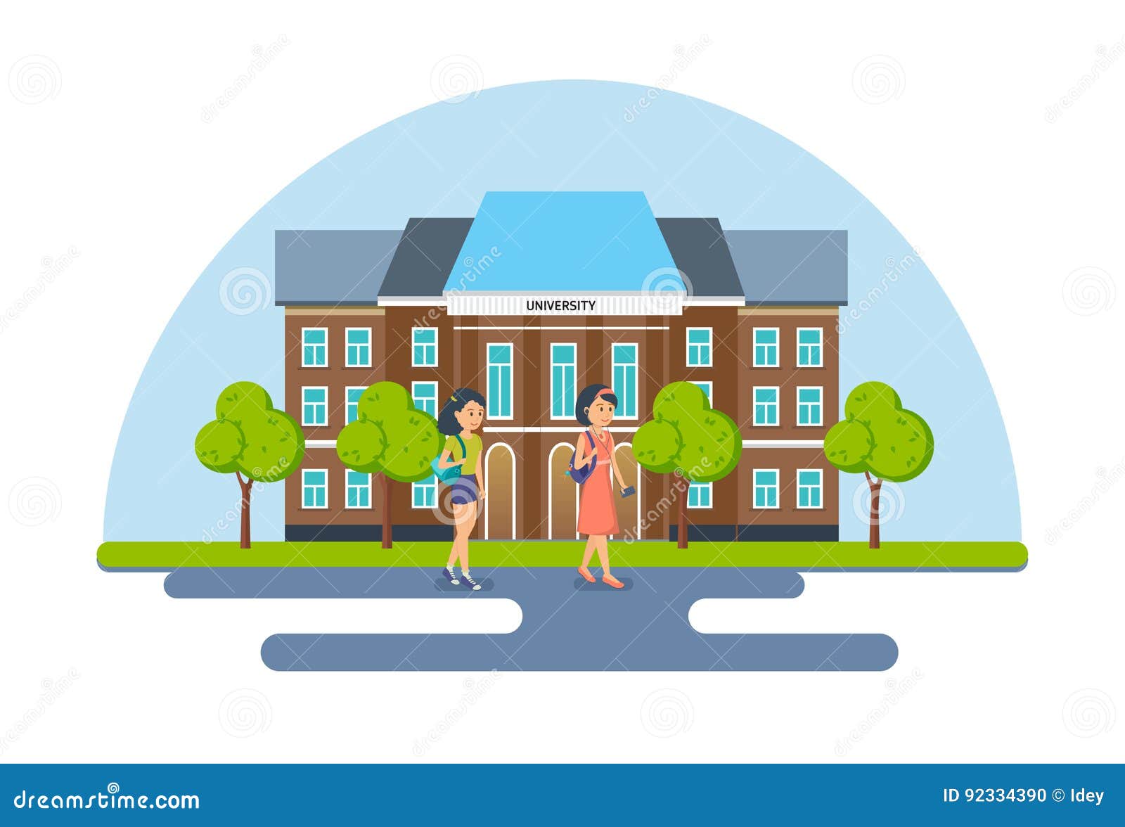 Students and Pupils on Background of Modern University and School ...