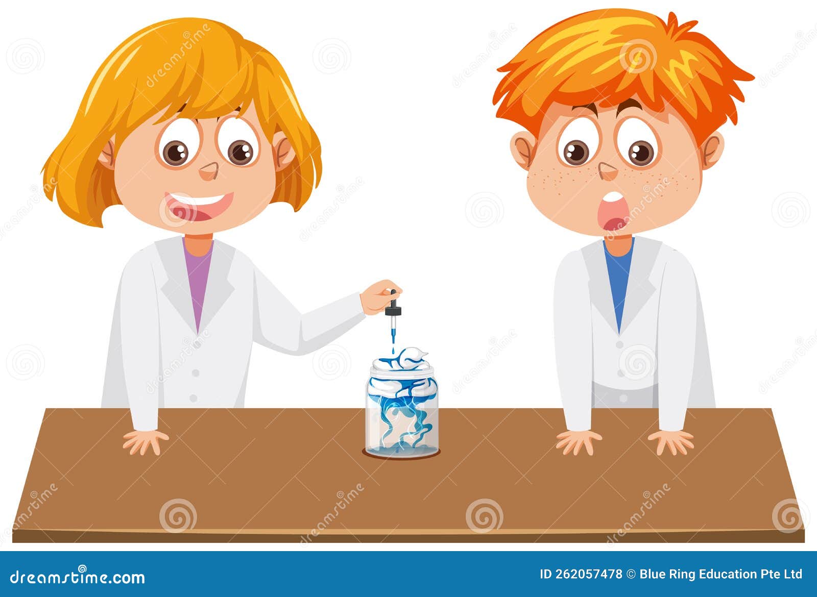 Students with Rain Cloud in a Jar Science Experiment Stock Vector ...