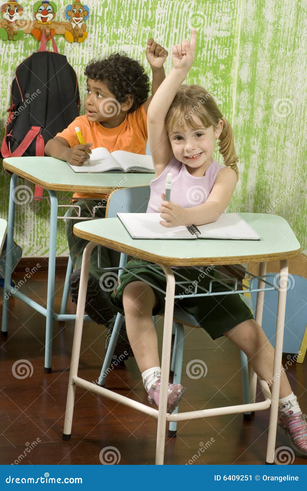 Students Raising Hands stock image. Image of room, blackboard - 6409251