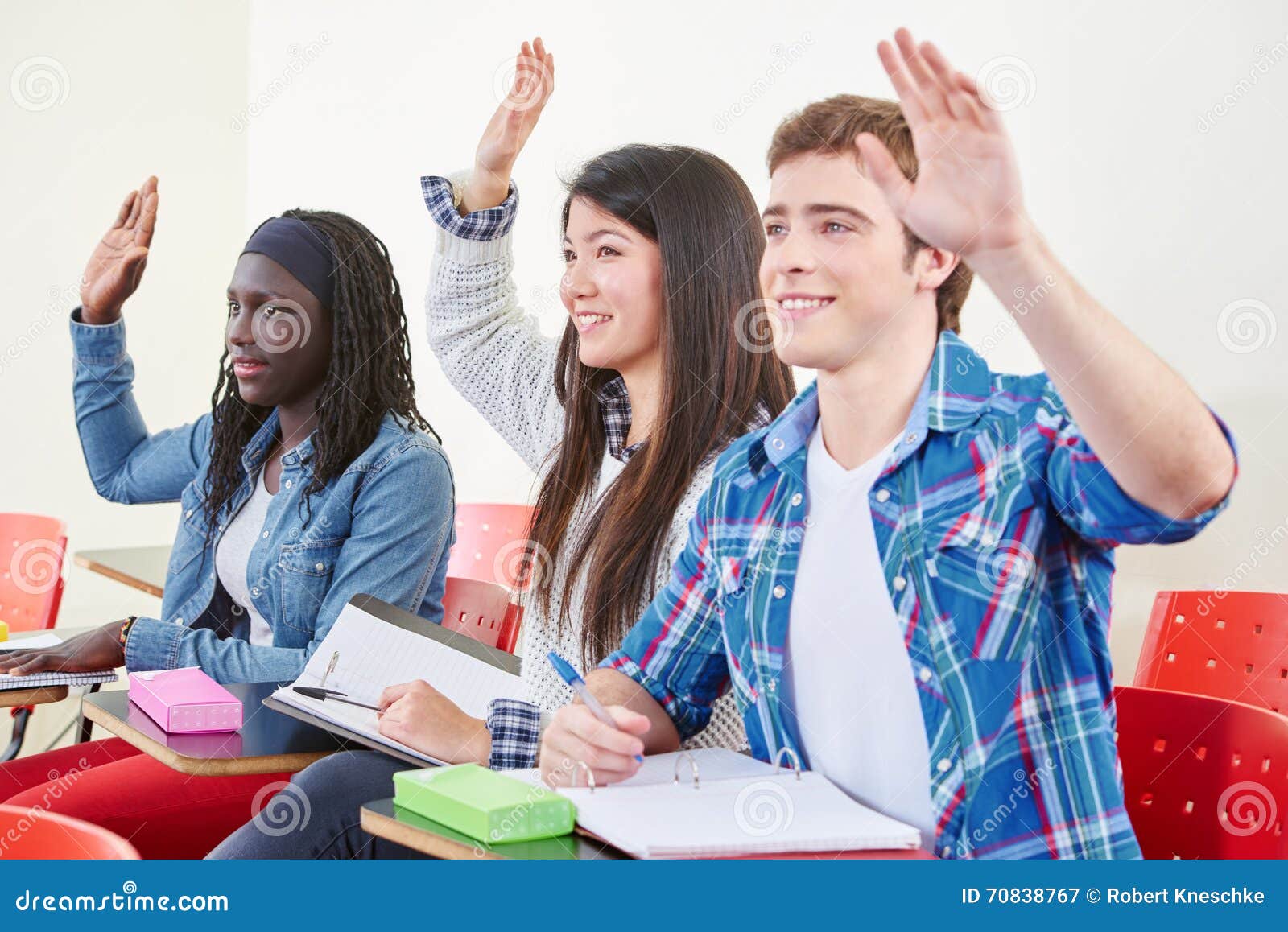 Students Rasing Their Hands Stock Image - Image of school, women: 70838767