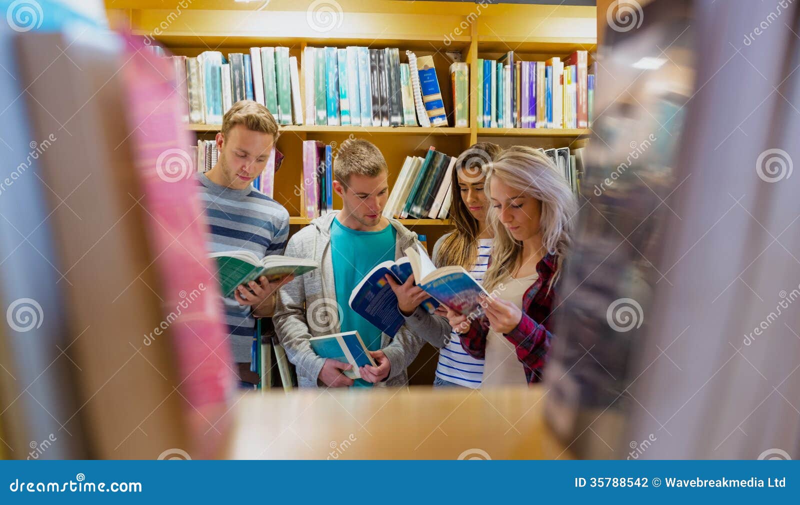 Students Reading Book in the College Library Stock Photo - Image of ...