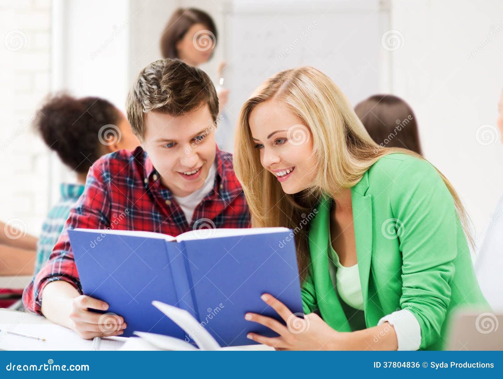 Students Reading Book at School Stock Photo - Image of lecture, reading ...