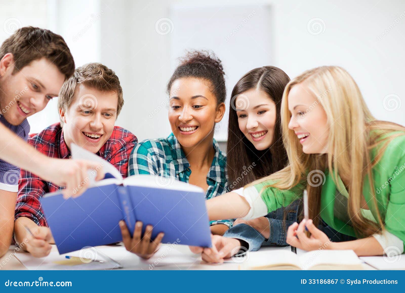 Students Reading Book at School Stock Image - Image of exam, caucasian ...