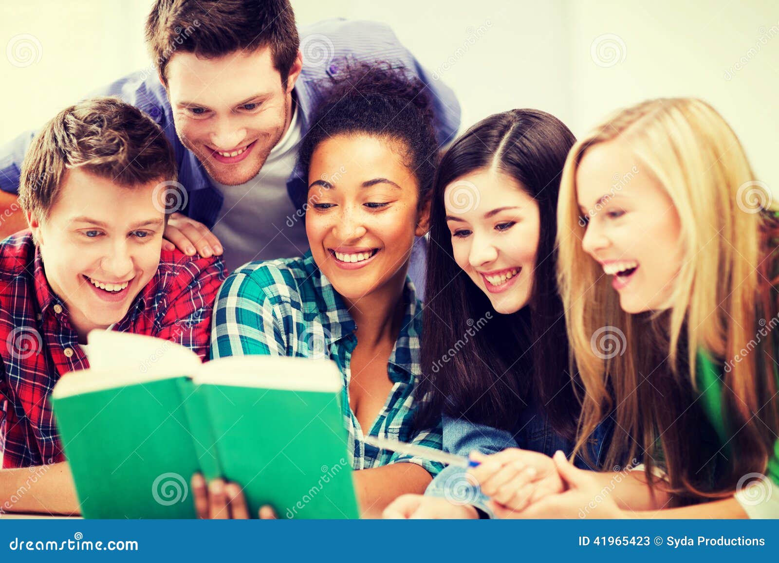 Students Reading Book at School Stock Image - Image of college ...