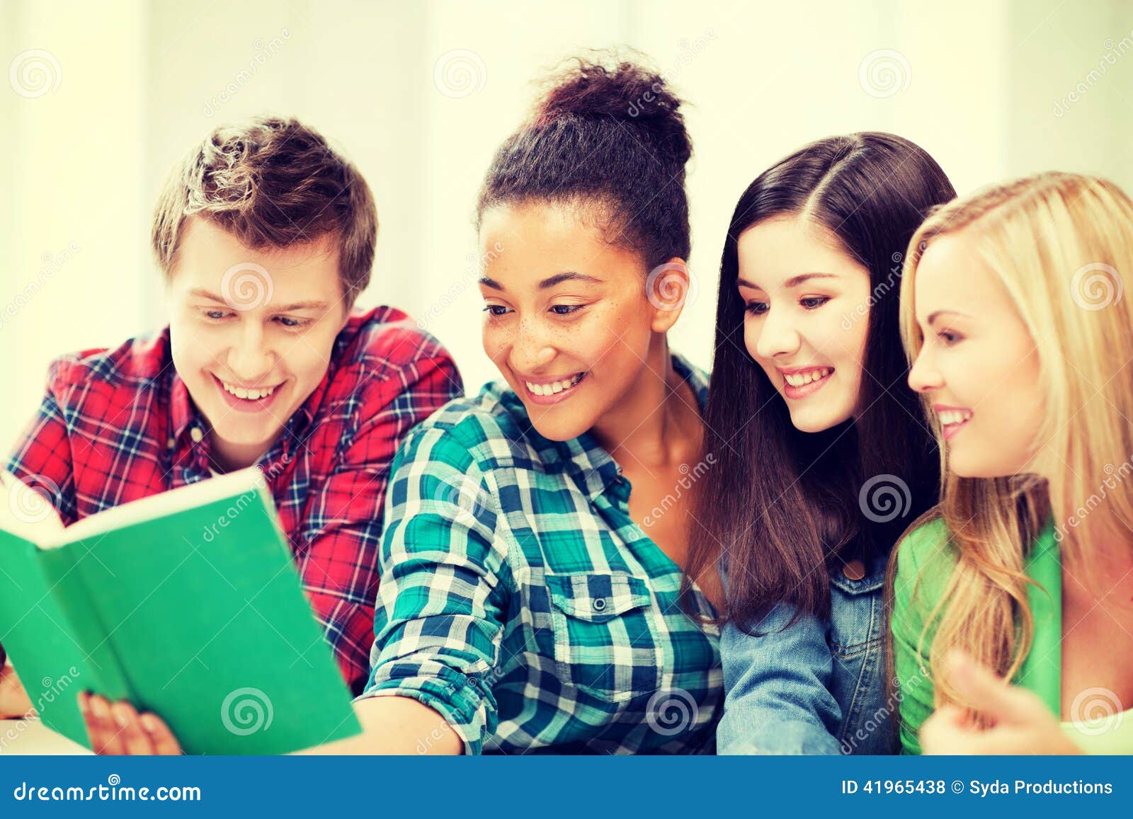Students Reading Book at School Stock Photo - Image of preparation ...