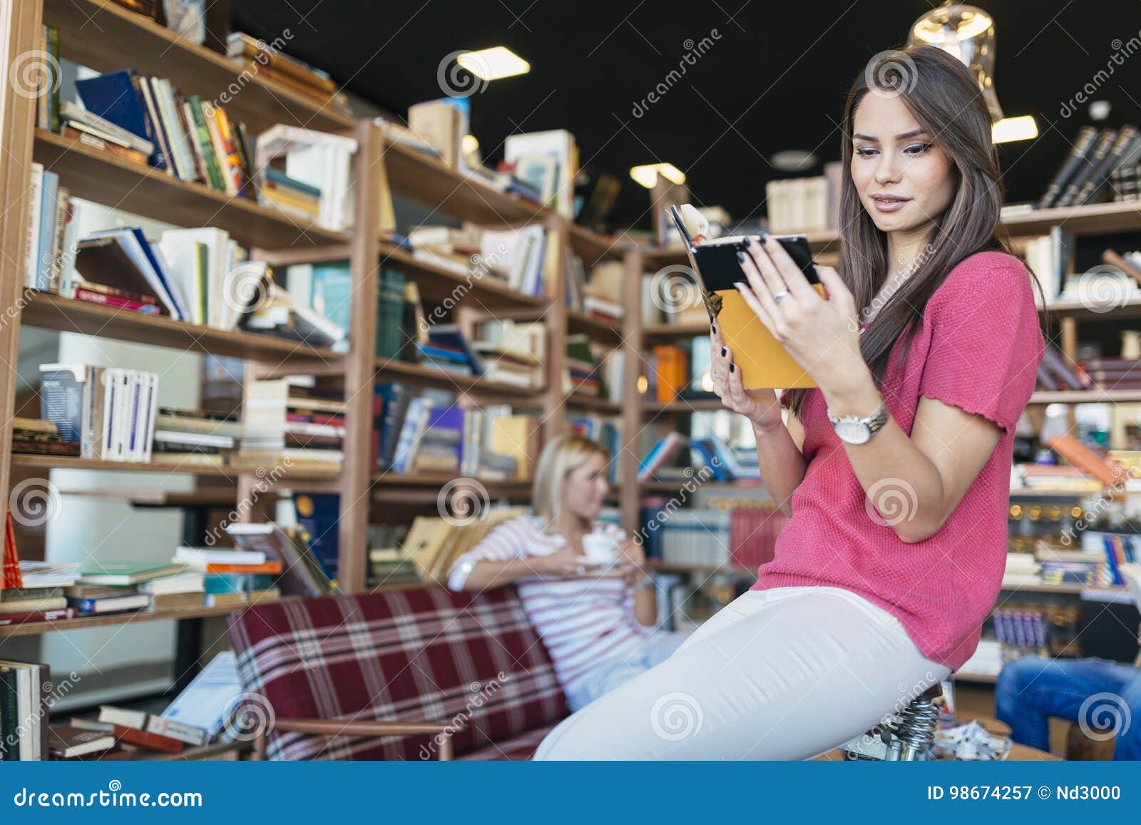 Students Reading Books in Library Stock Image - Image of person ...