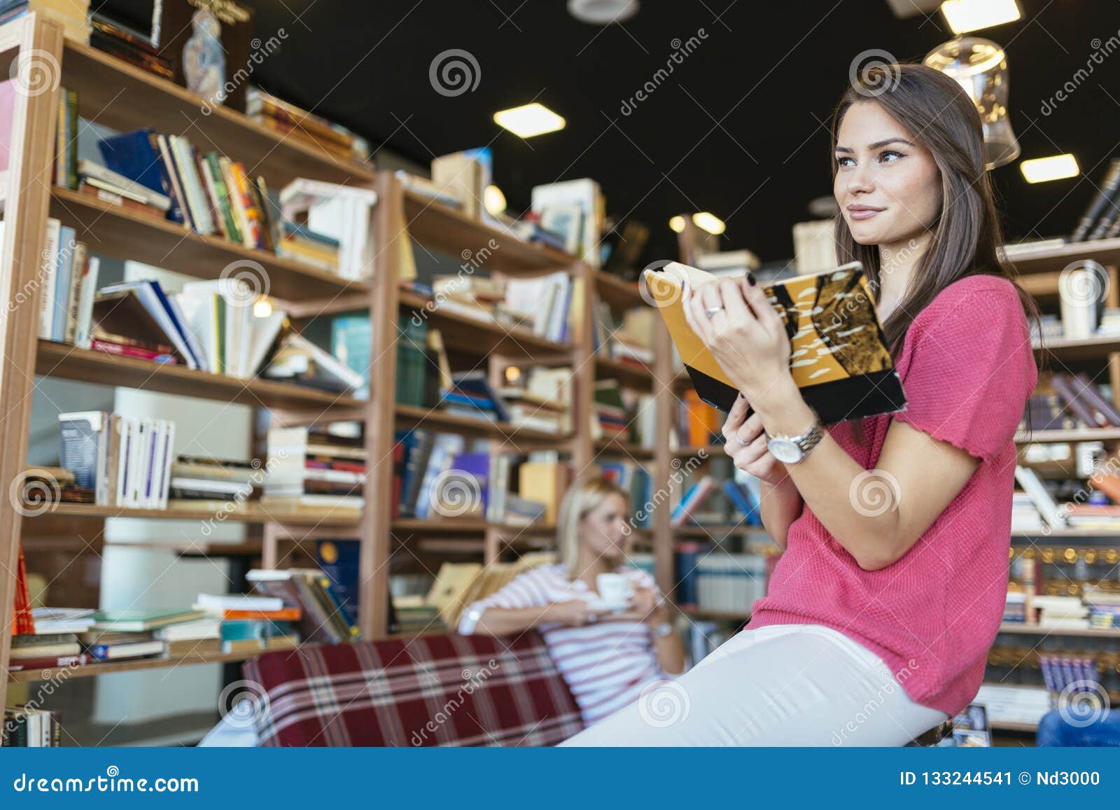 Students Reading Books in Library Stock Image - Image of cafe, pretty ...