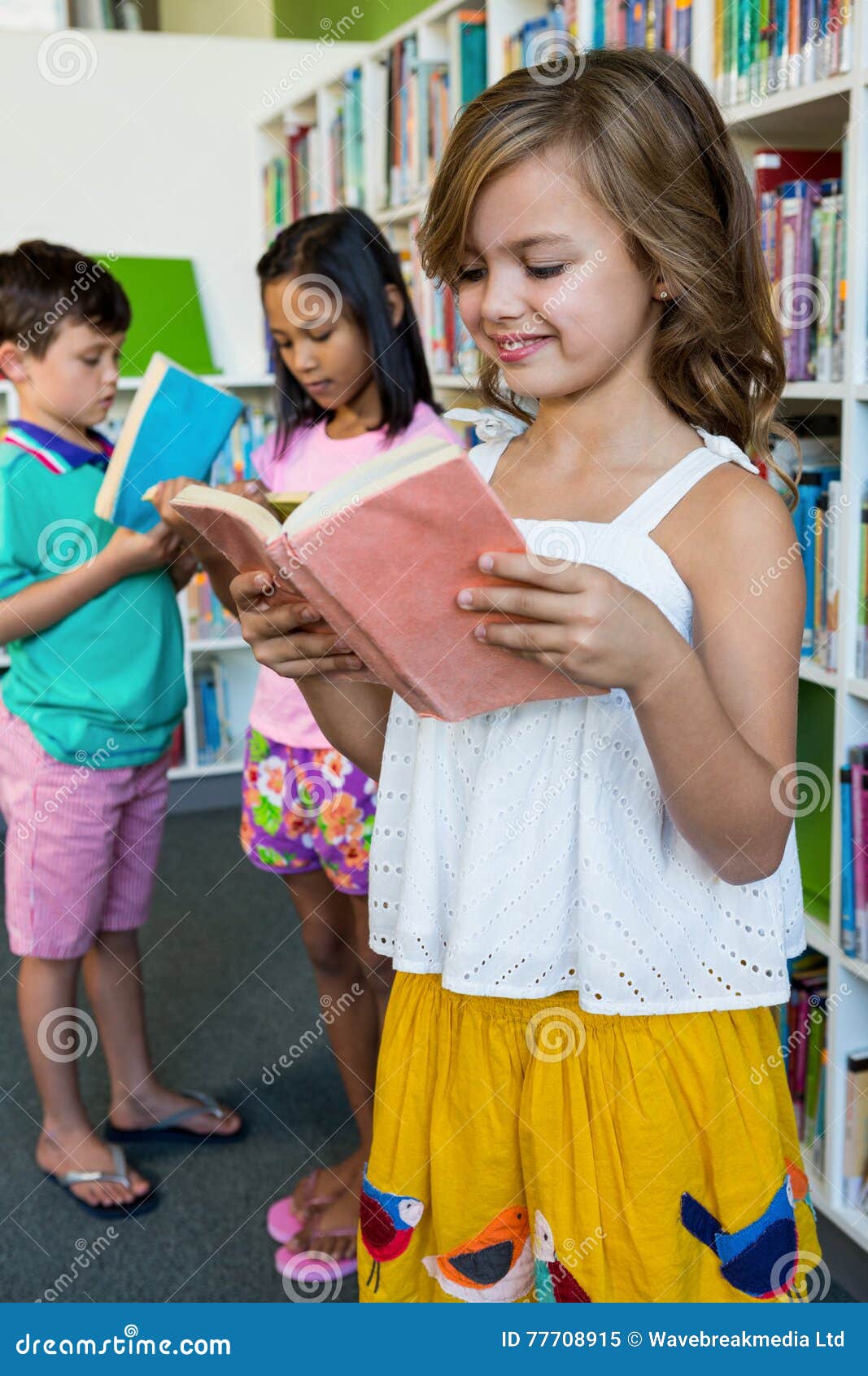 Students Reading Books in School Library Stock Image - Image of ...