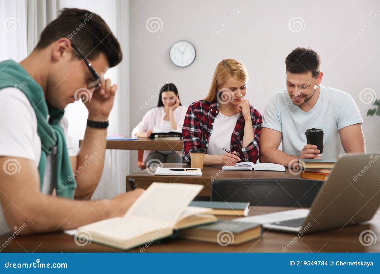 Students Reading Books and Studying in Library Stock Photo - Image of ...