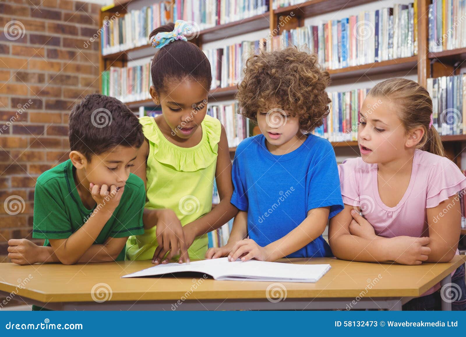 Students Reading Froma School Book Stock Image - Image of back, female ...