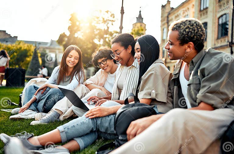 Students Relax on the Campus Stock Image - Image of academic, college ...