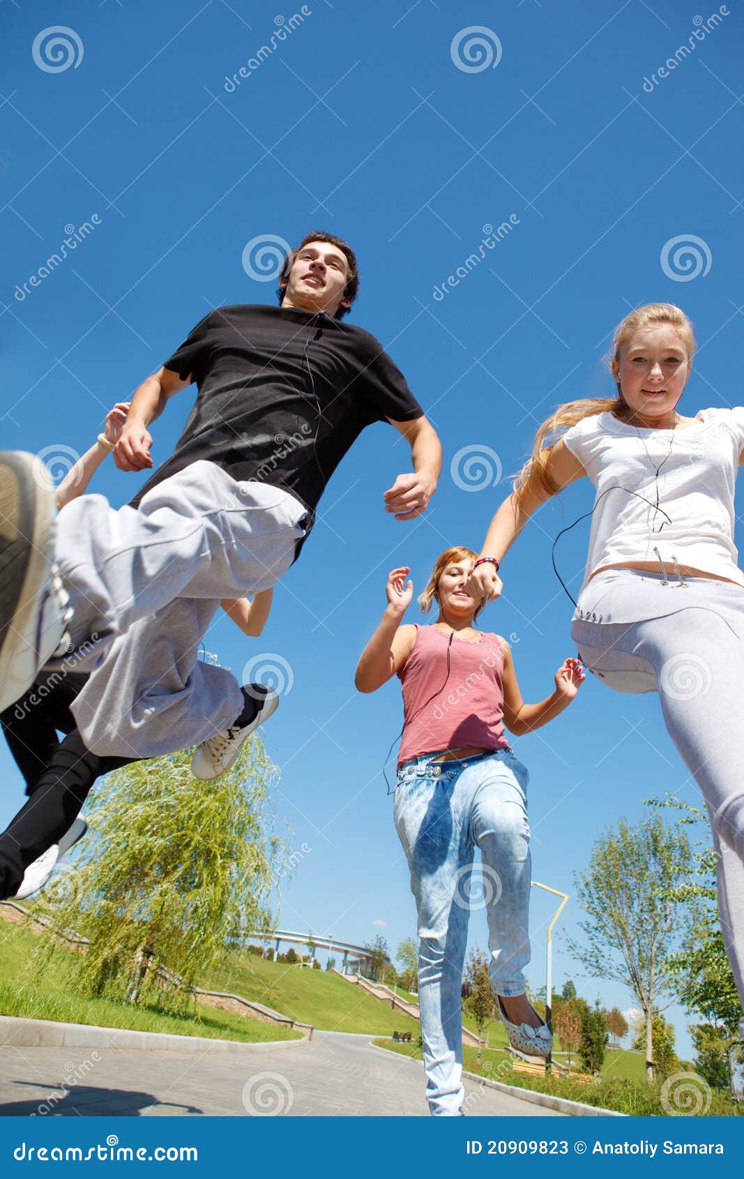 Students running stock image. Image of green, caucasian - 20909823
