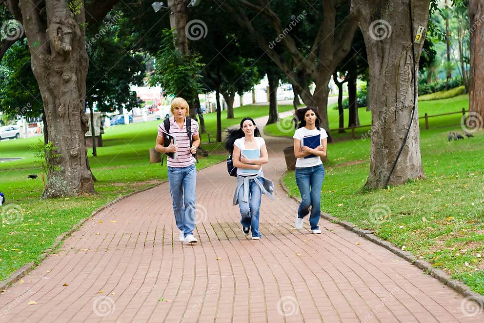 Students running stock image. Image of garden, girlfriends - 9526335