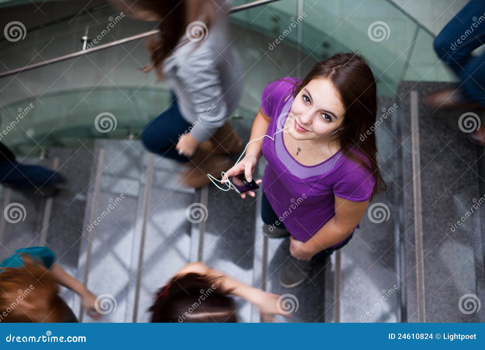 Students Rushing Up and Down a Busy Stairway Stock Photo - Image of ...