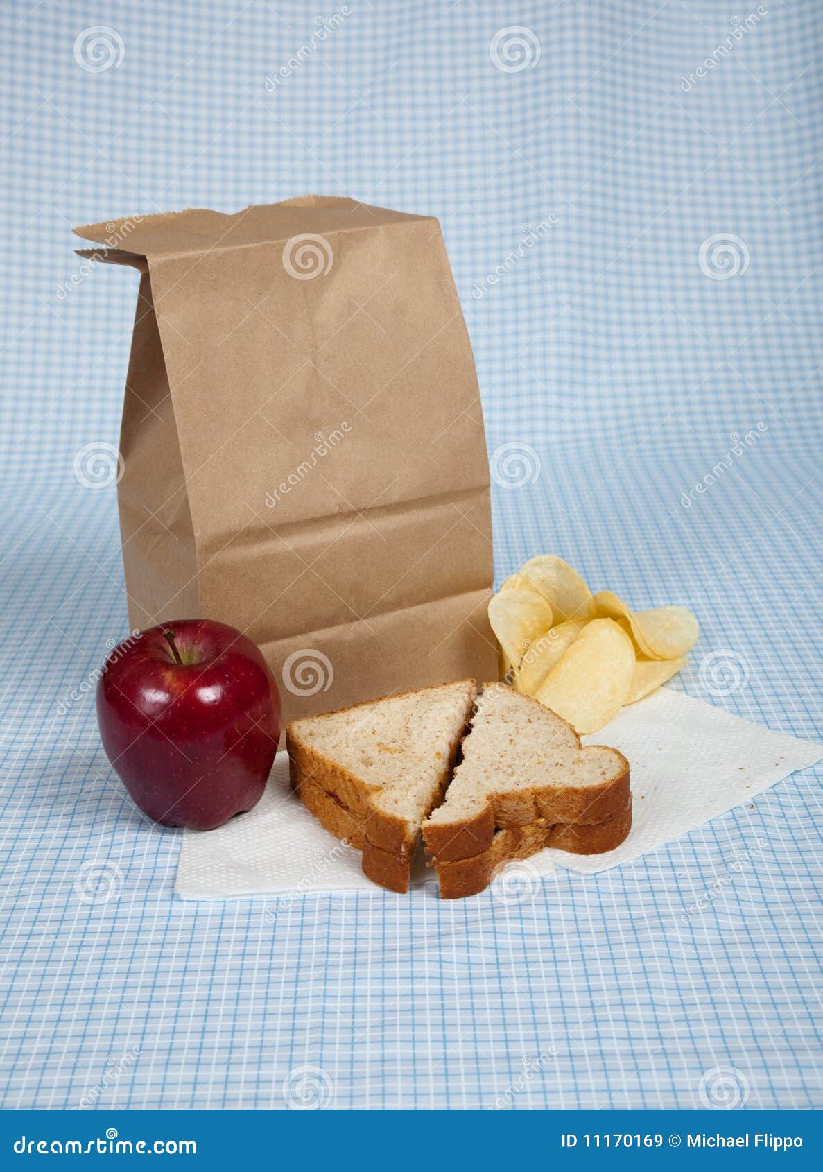 Students Sack Lunch stock image. Image of apple, peanut - 11170169