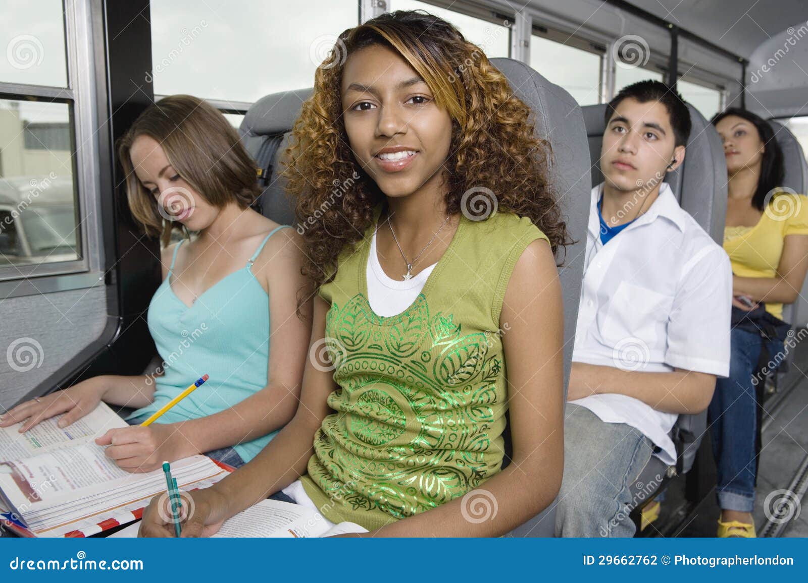 Students in School Bus stock photo. Image of automobile - 29662762