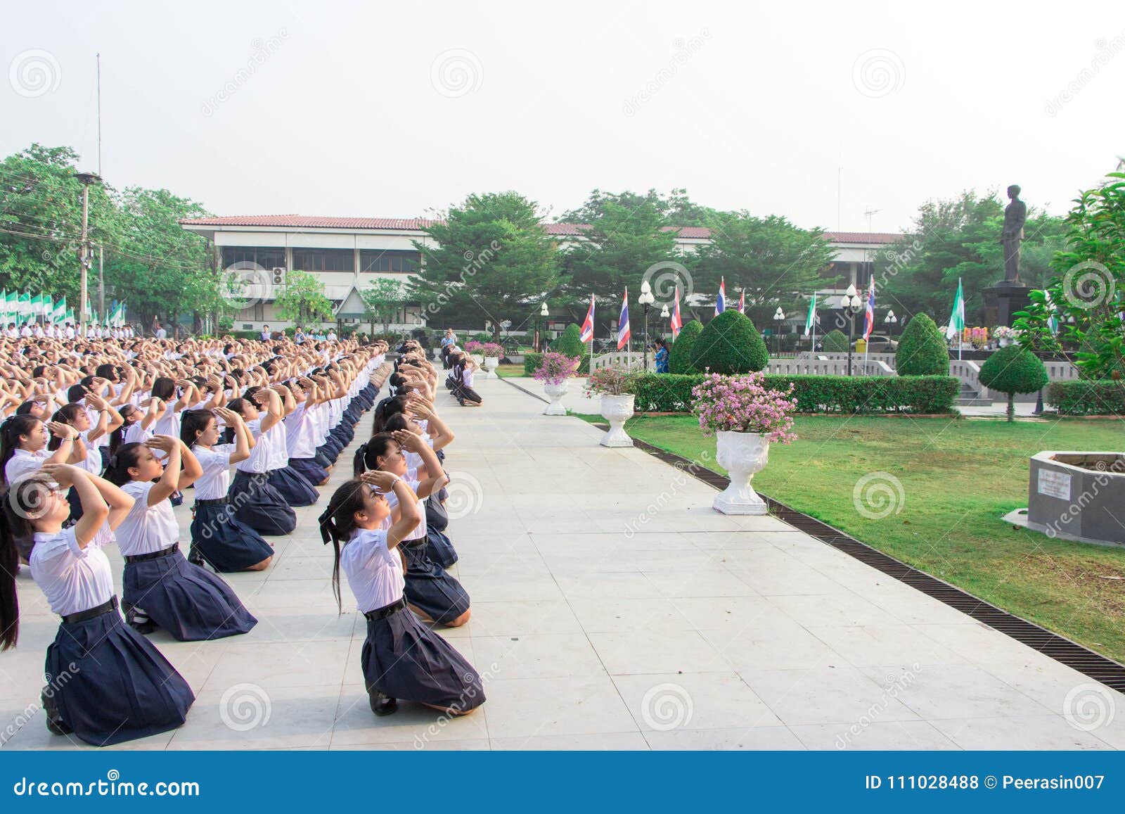 Students in a School is Made Obeisance before Graduation. the Statue of ...