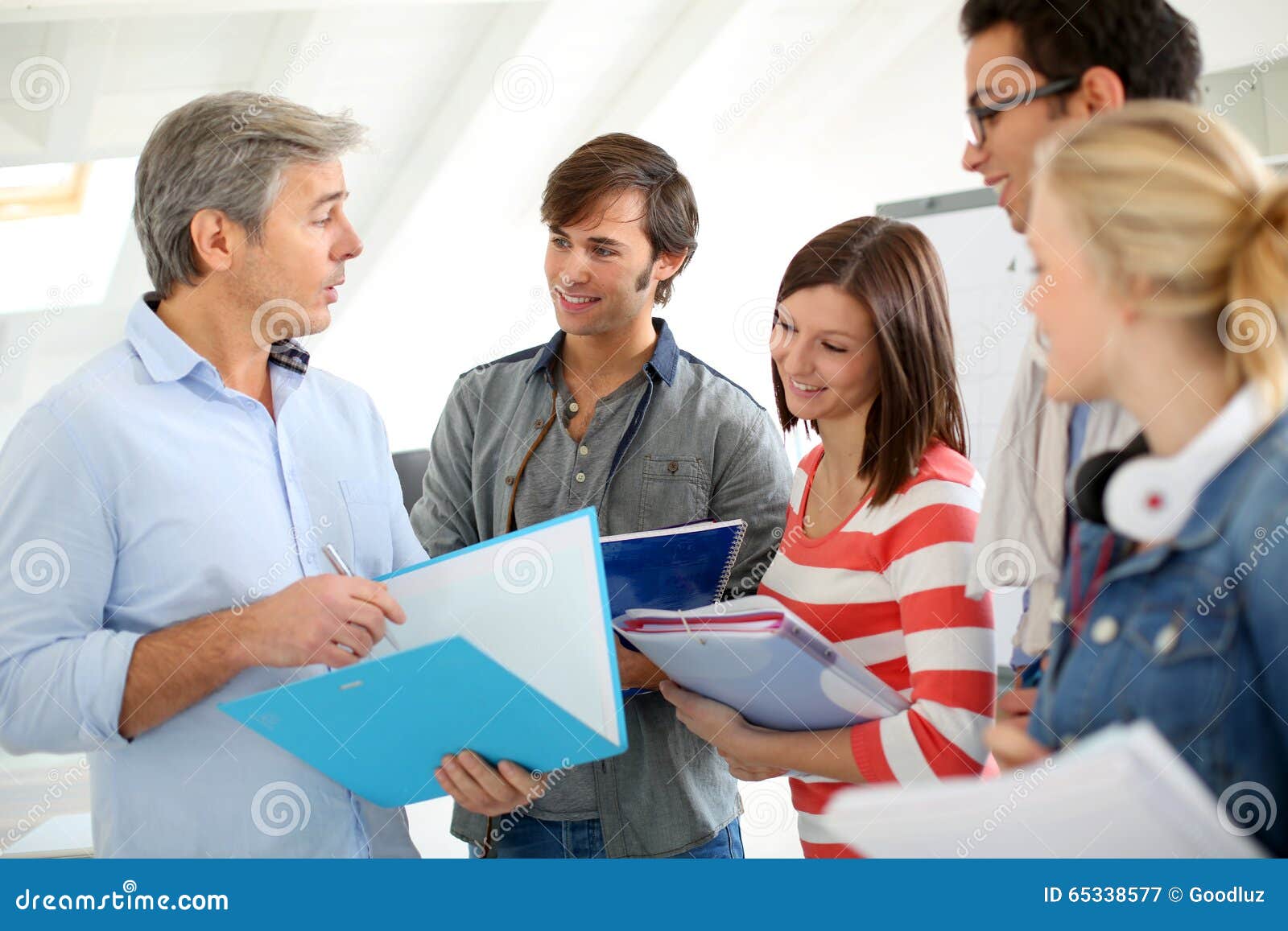 Students at School Talking with Professor Stock Image - Image of group ...