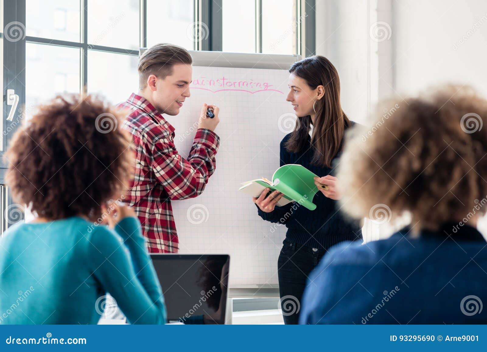 Students Sharing Ideas and Opinions while Brainstorming during a Stock ...