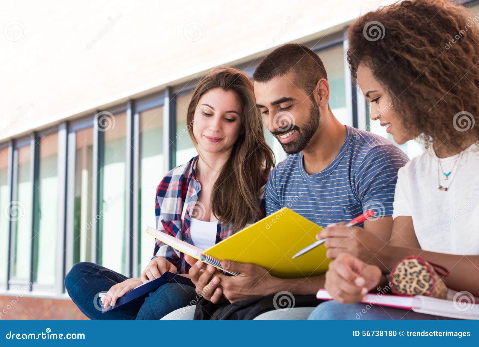 Students sharing notes stock photo. Image of campus, ethnic - 56738180