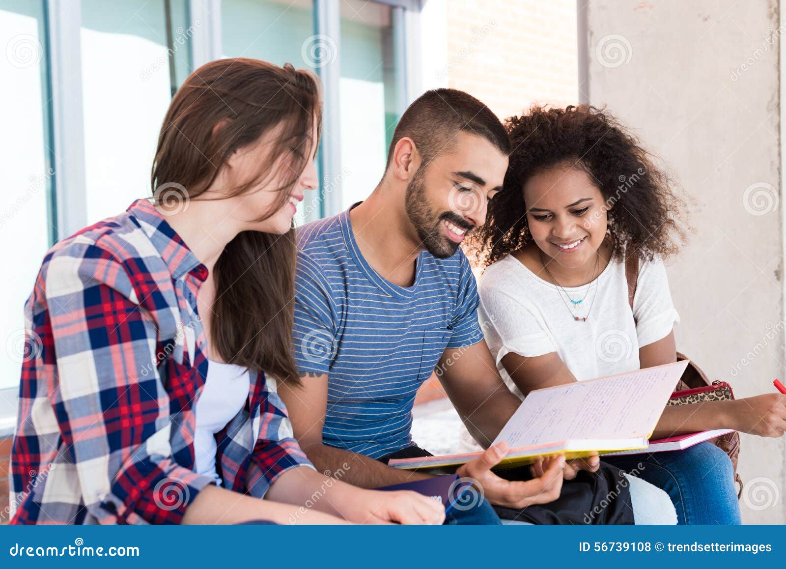 Students sharing notes stock photo. Image of hipster - 56739108