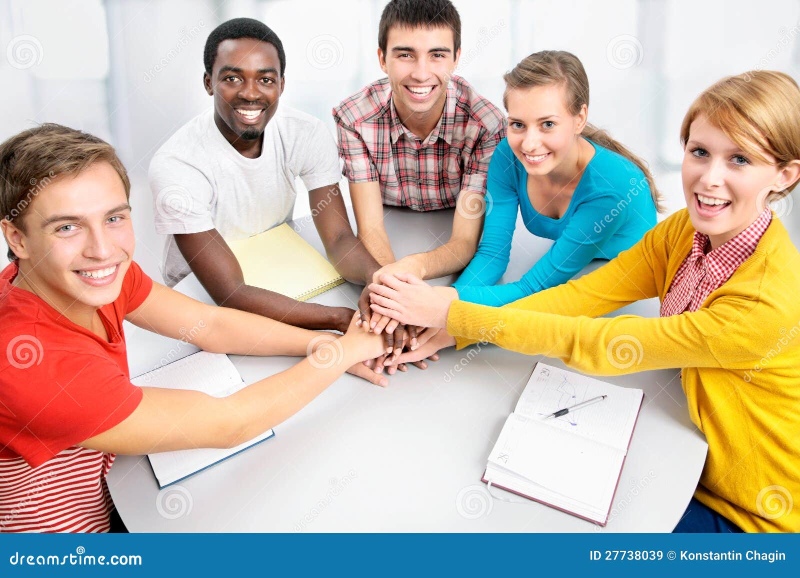Students Showing Unity with Their Hands Together Stock Image - Image of ...