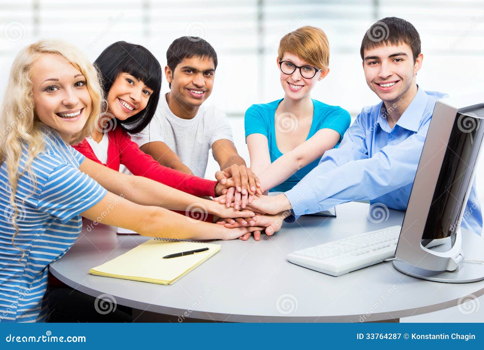 Students Showing Unity with Their Hands Together Stock Image - Image of ...