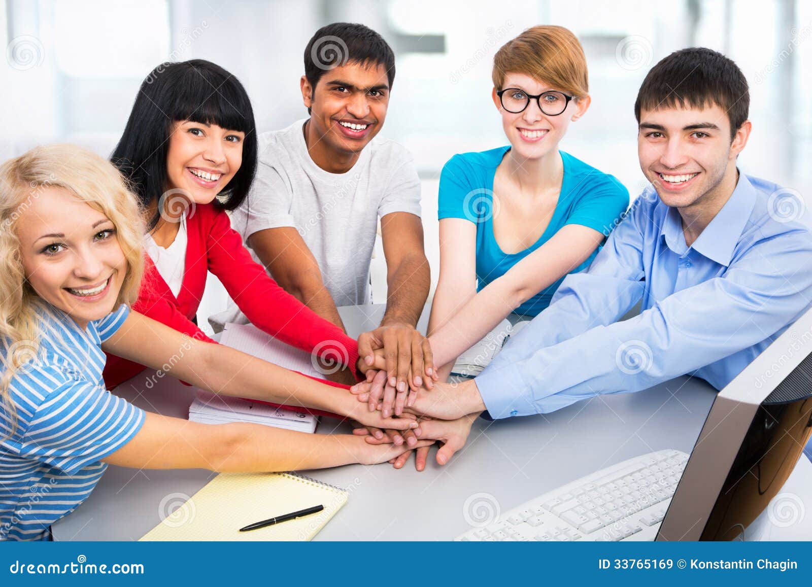 Students Showing Unity with Their Hands Together Stock Image - Image of ...