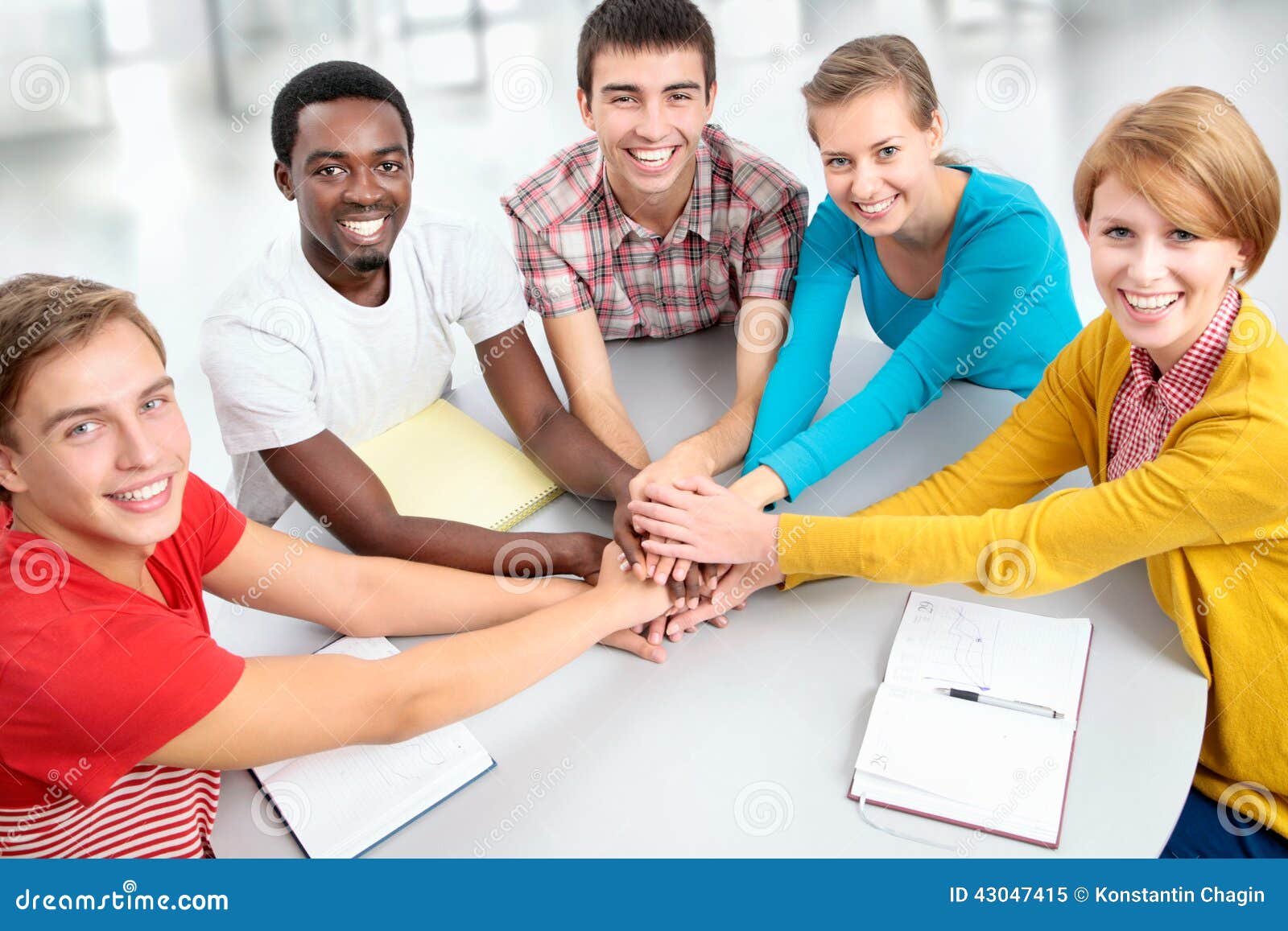 Students Showing Unity with Their Hands Together Stock Image - Image of ...