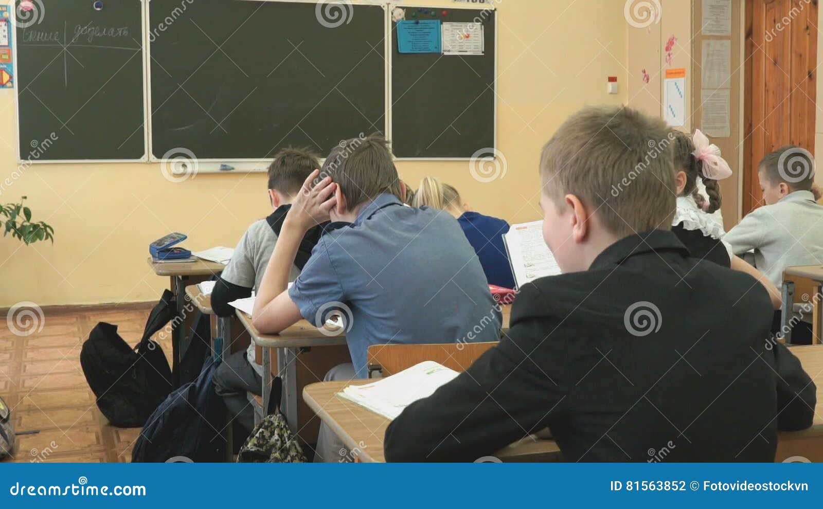 Students Sit at School Desks in a Class at School Stock Footage - Video ...