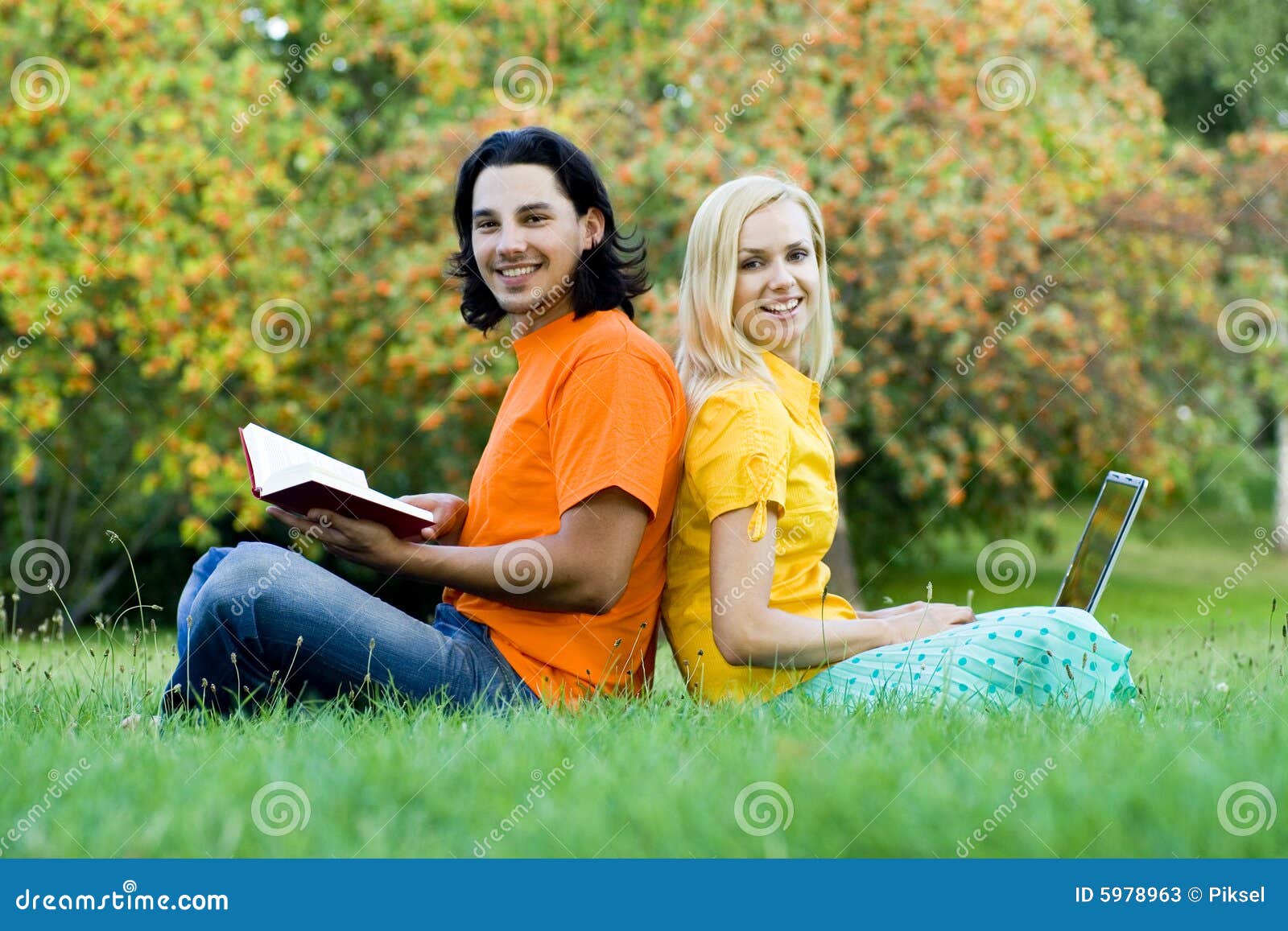 Students Sitting Back To Back Stock Image - Image of relaxation ...