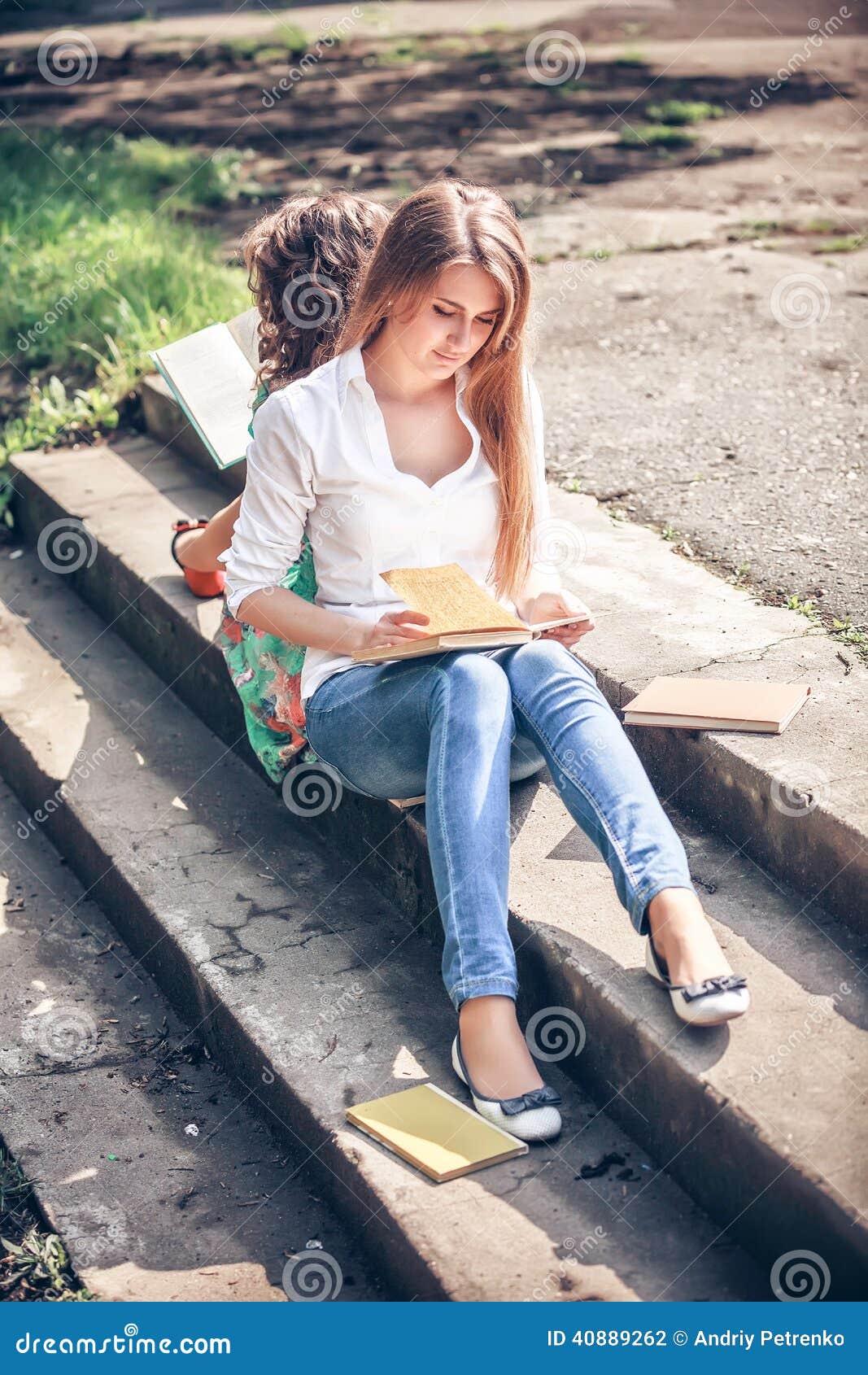 Students Sitting with a Books Stock Photo - Image of college, caucasian ...