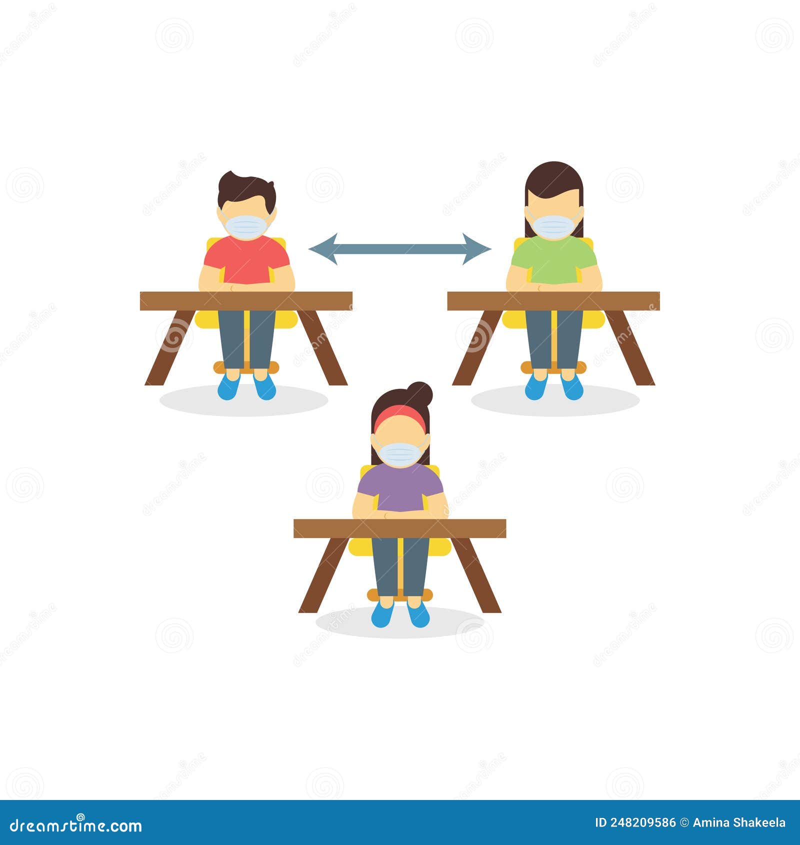 Students are Sitting in Class at Social Distance Stock Vector ...