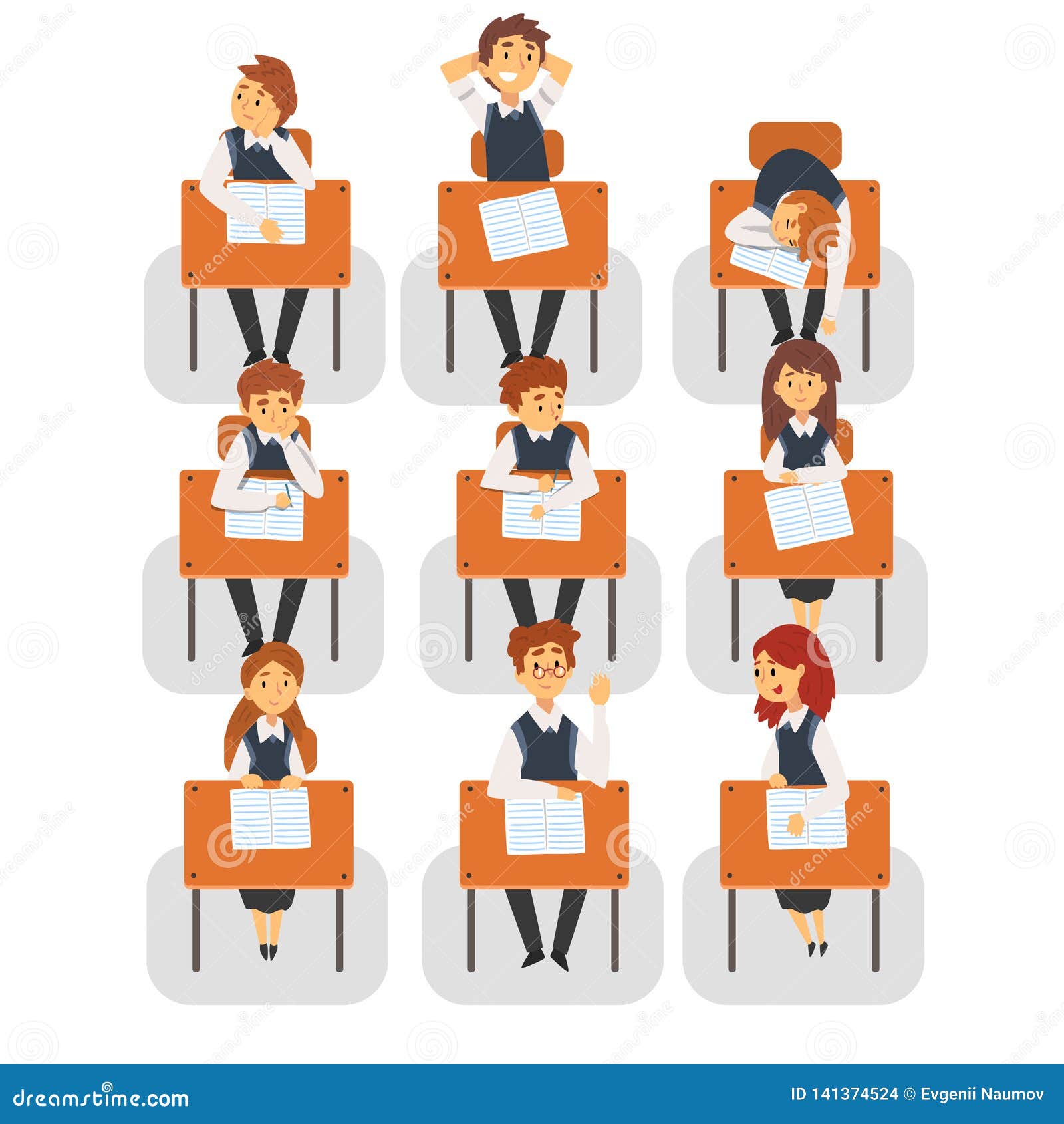 Students Sitting at Desks in Classroom, Front View, University or ...