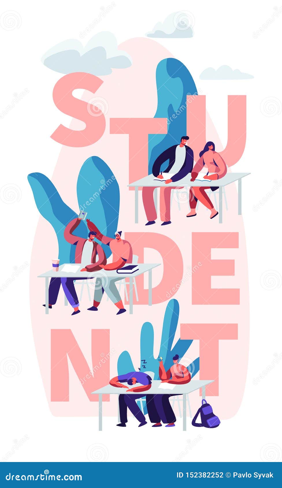 Kid Characters Learning To Read Vector Illustrations Set ...