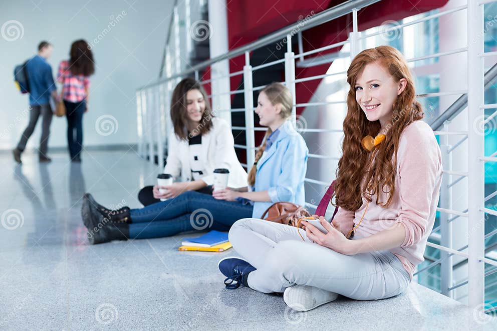 Students Sitting on the Floor Stock Image - Image of college, campus ...