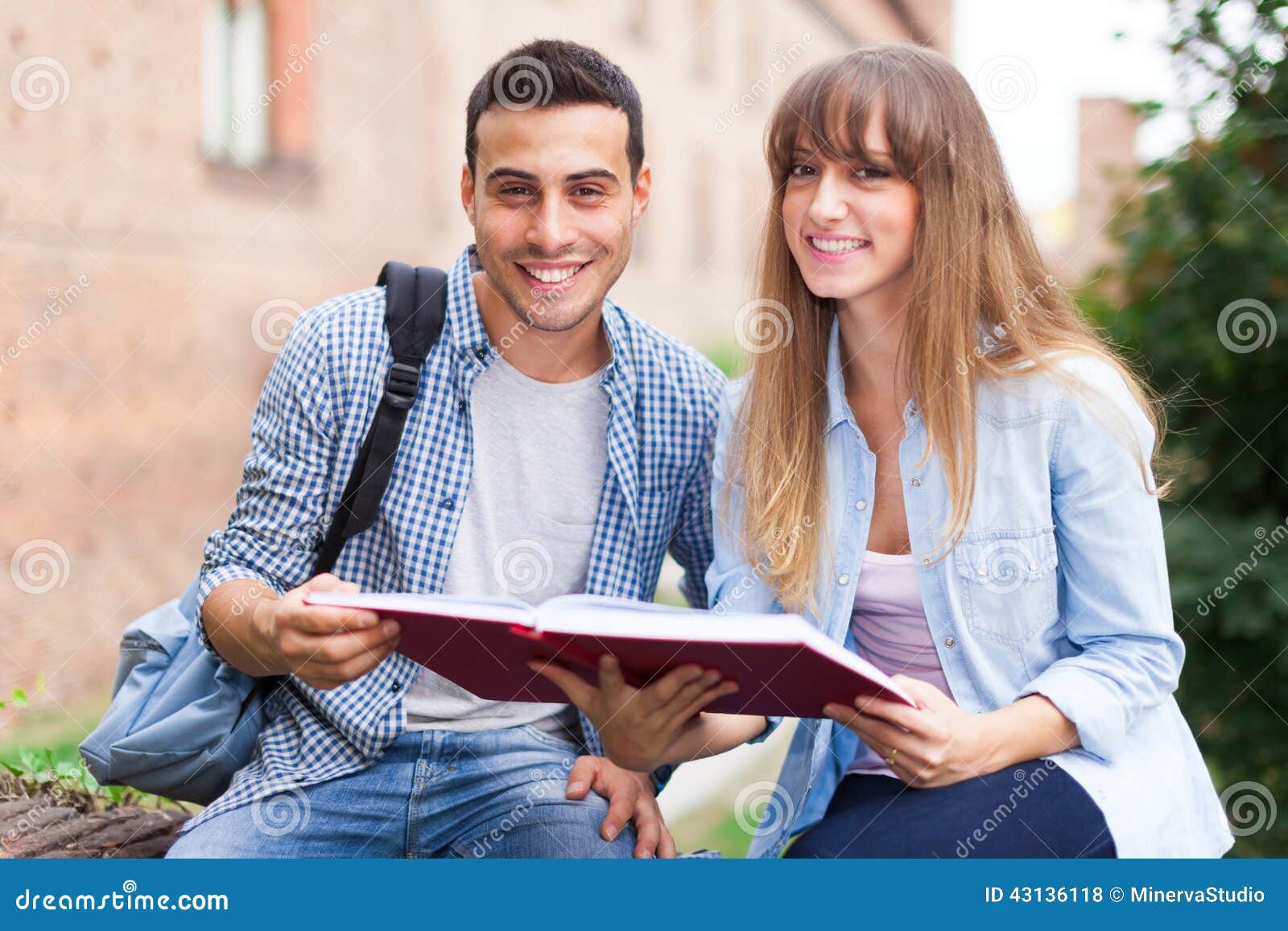 Students Sitting Outdoor Reading a Book Stock Photo - Image of girl ...