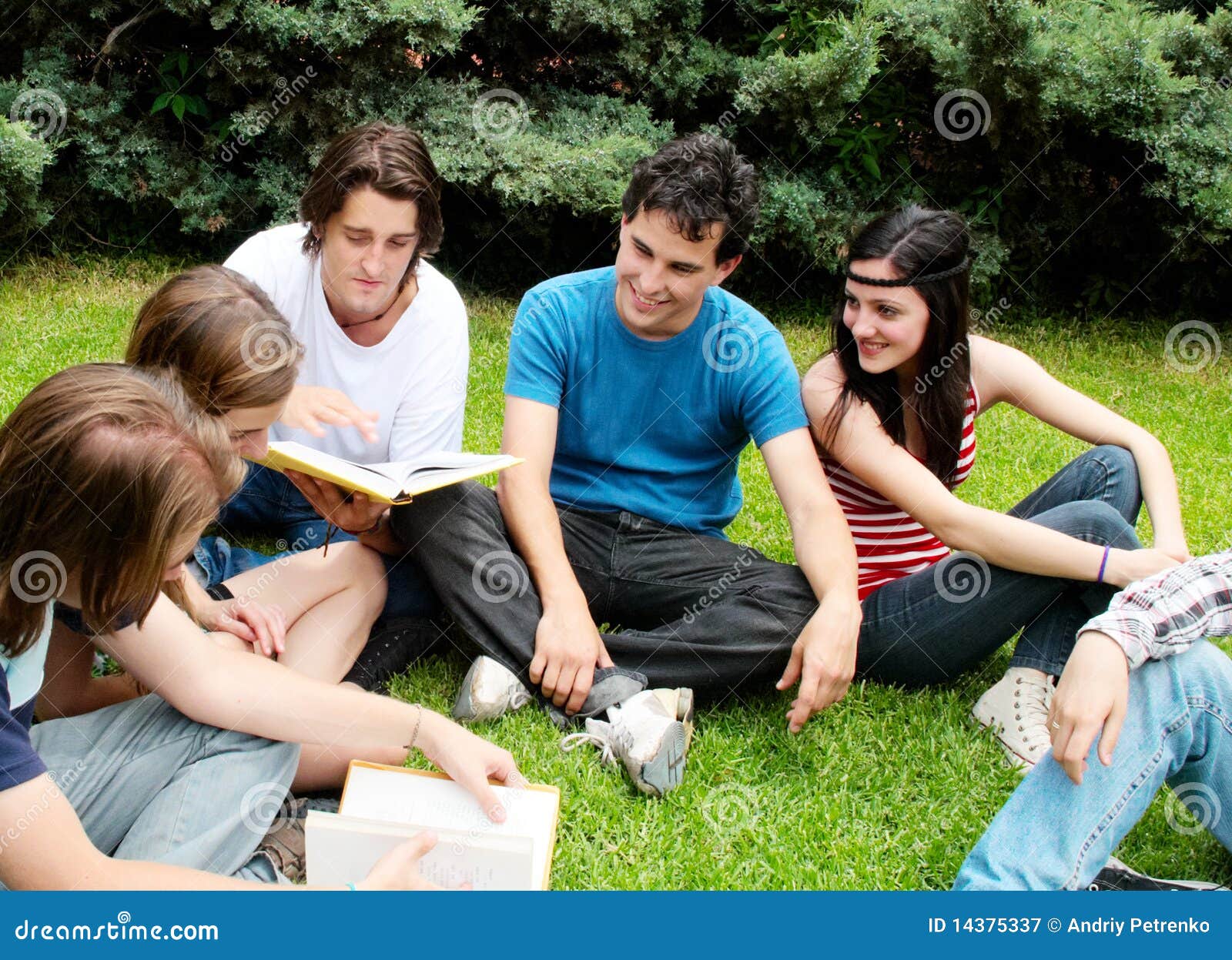 Students Sitting in Park on a Grass Stock Image - Image of happiness ...