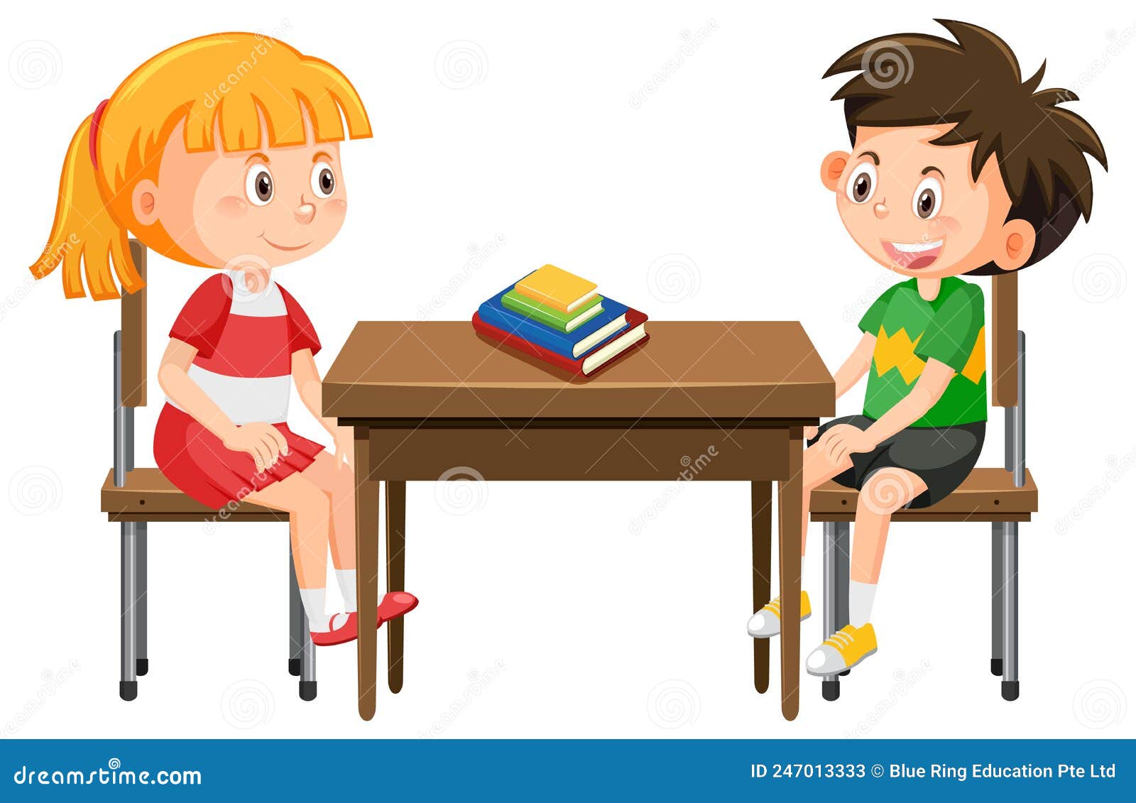 Students Sitting on School Desk Stock Vector - Illustration of ...