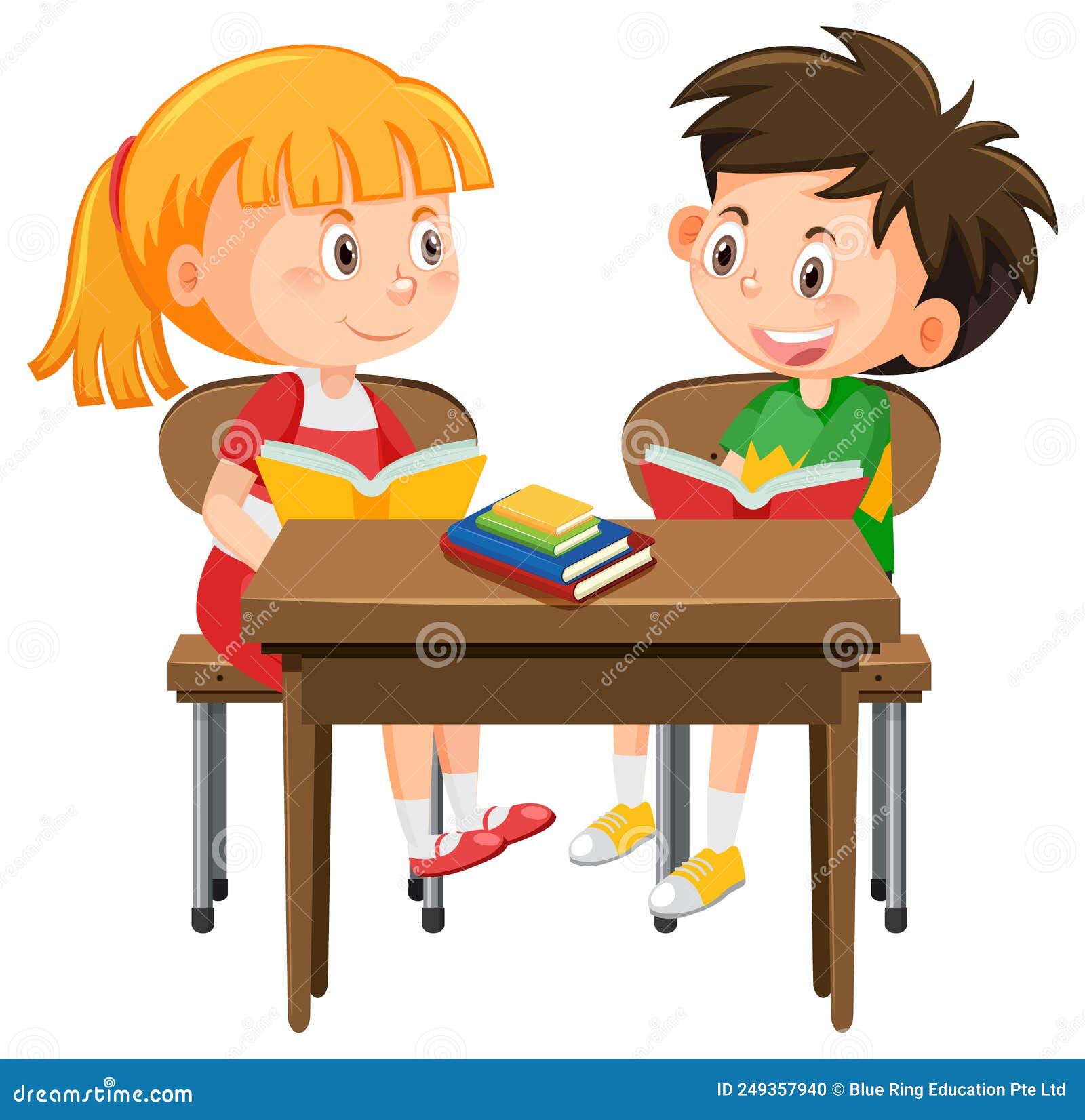 Students Sitting on School Desk Stock Vector - Illustration of ...