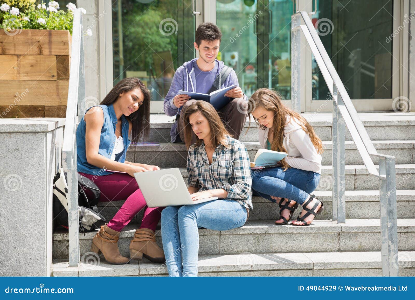 Students Sitting on Steps Studying Stock Image - Image of academic ... Students Sitting on Steps Studying Stock Image - Image of academic ...