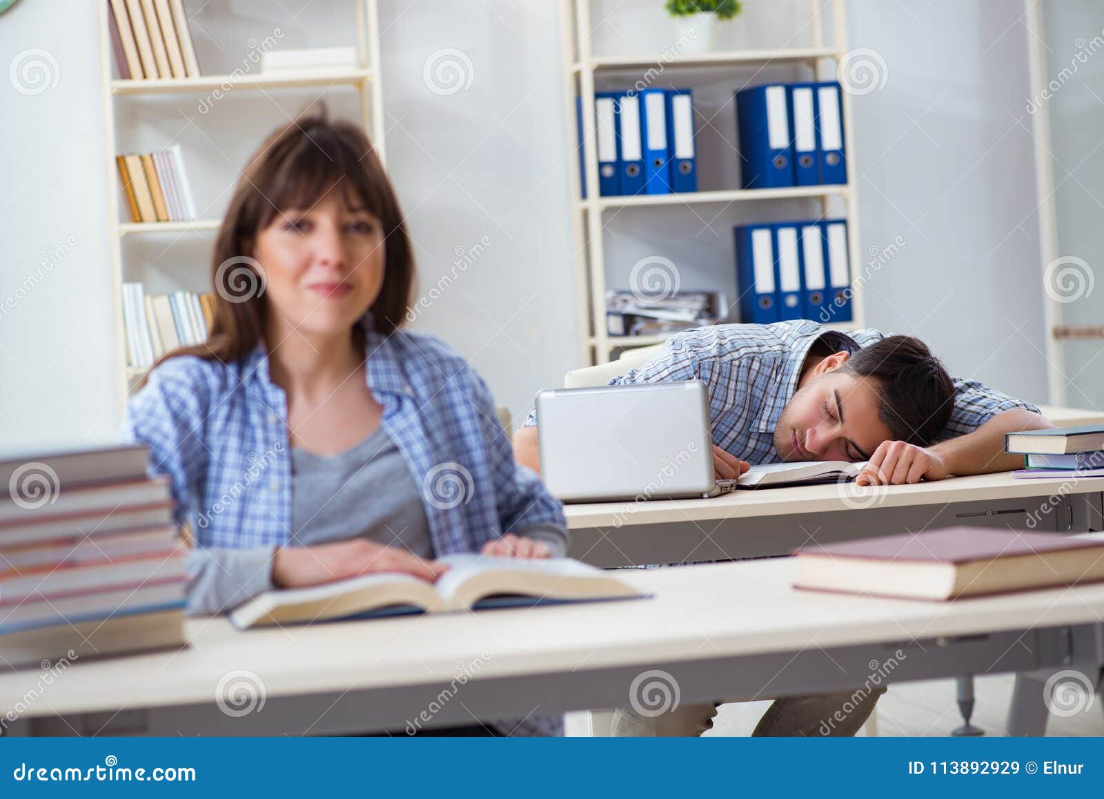 The Students Sitting and Studying in Classroom College Stock Image ...