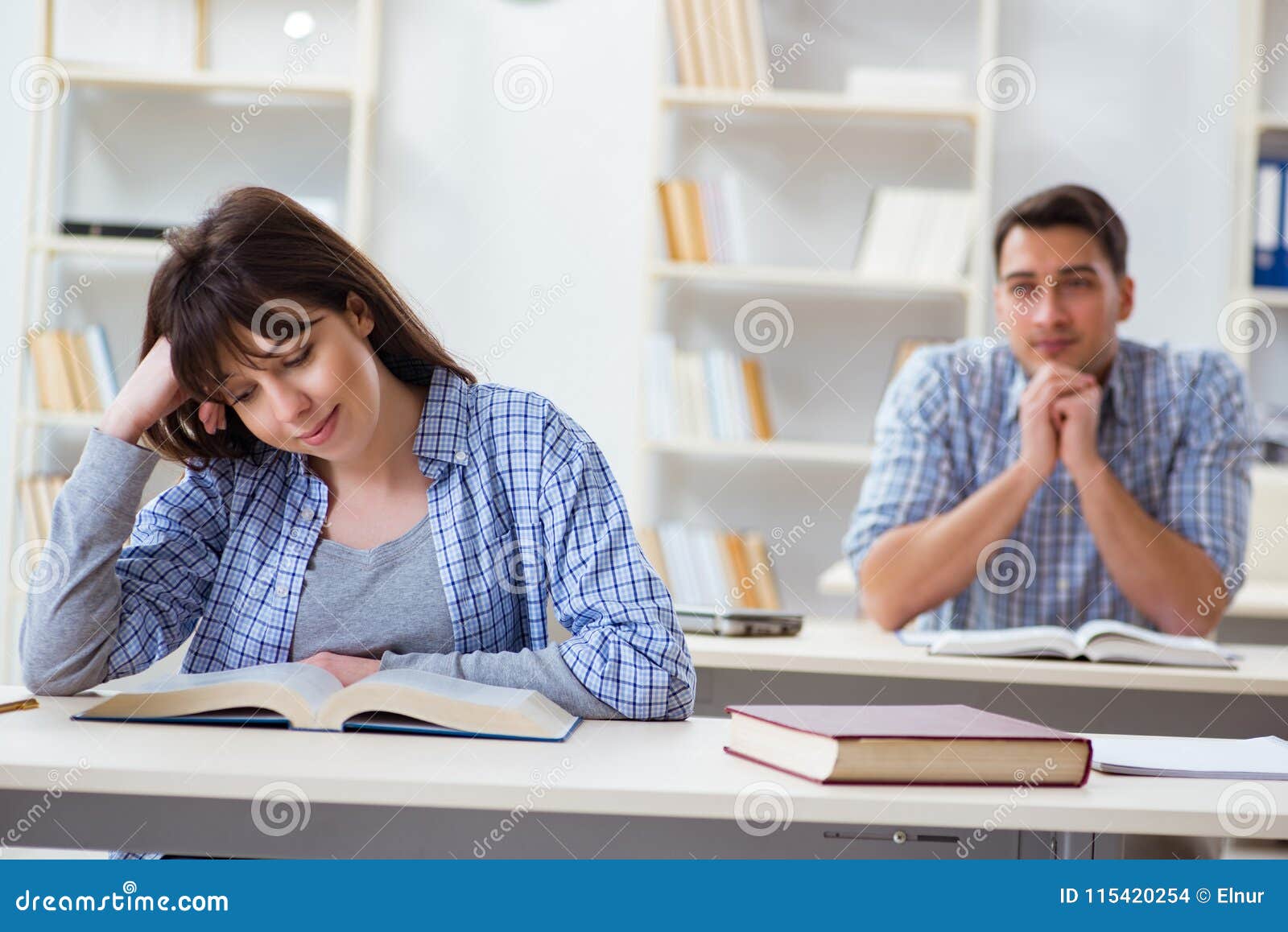 The Students Sitting and Studying in Classroom College Stock Photo ...
