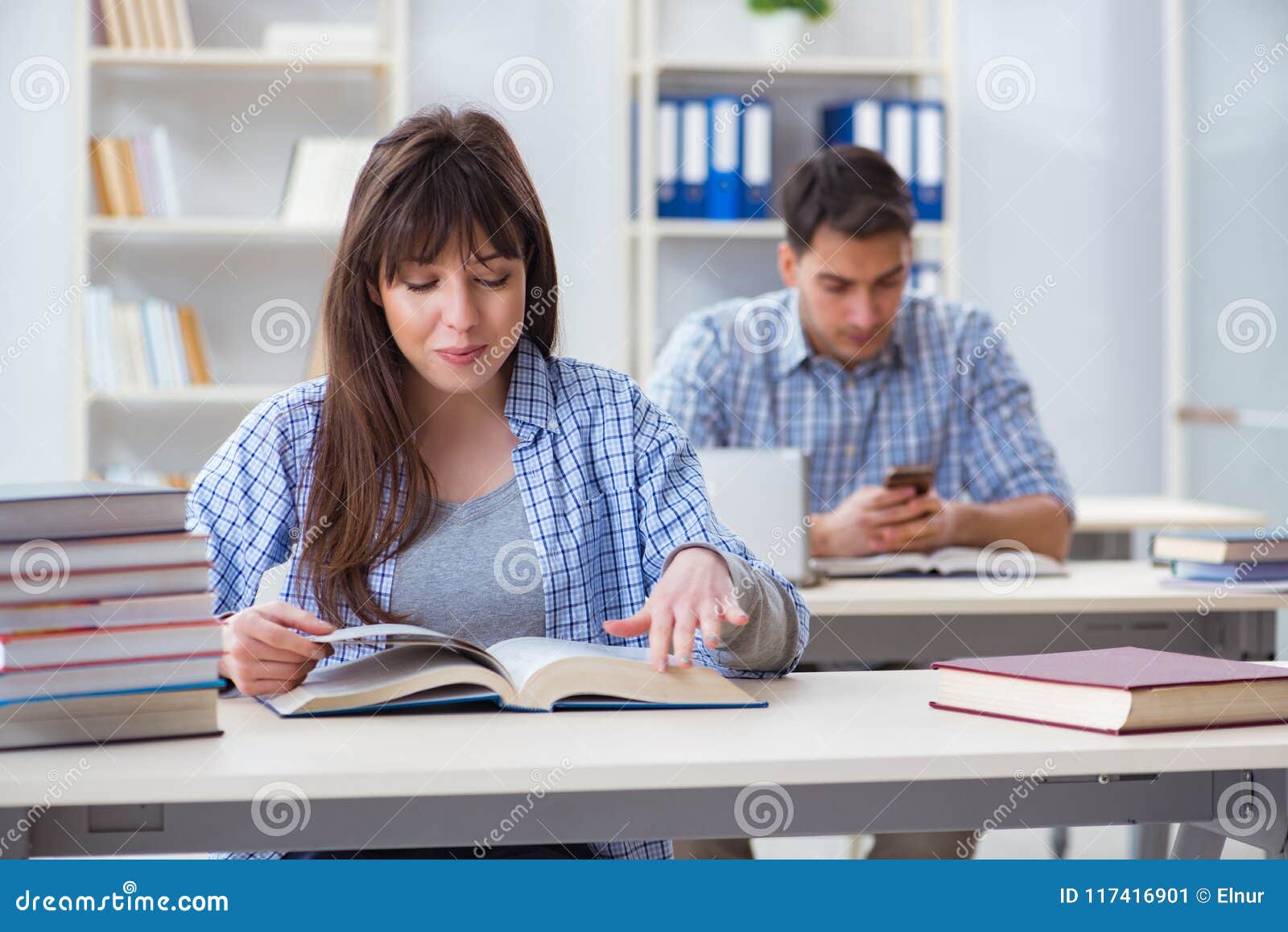 The Students Sitting and Studying in Classroom College Stock Image ...