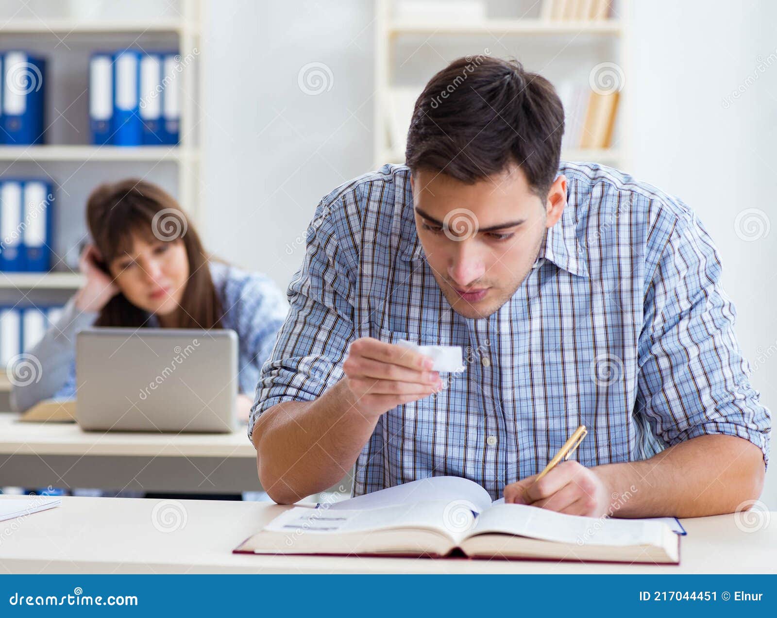 Students Sitting and Studying in Classroom College Stock Image - Image ...