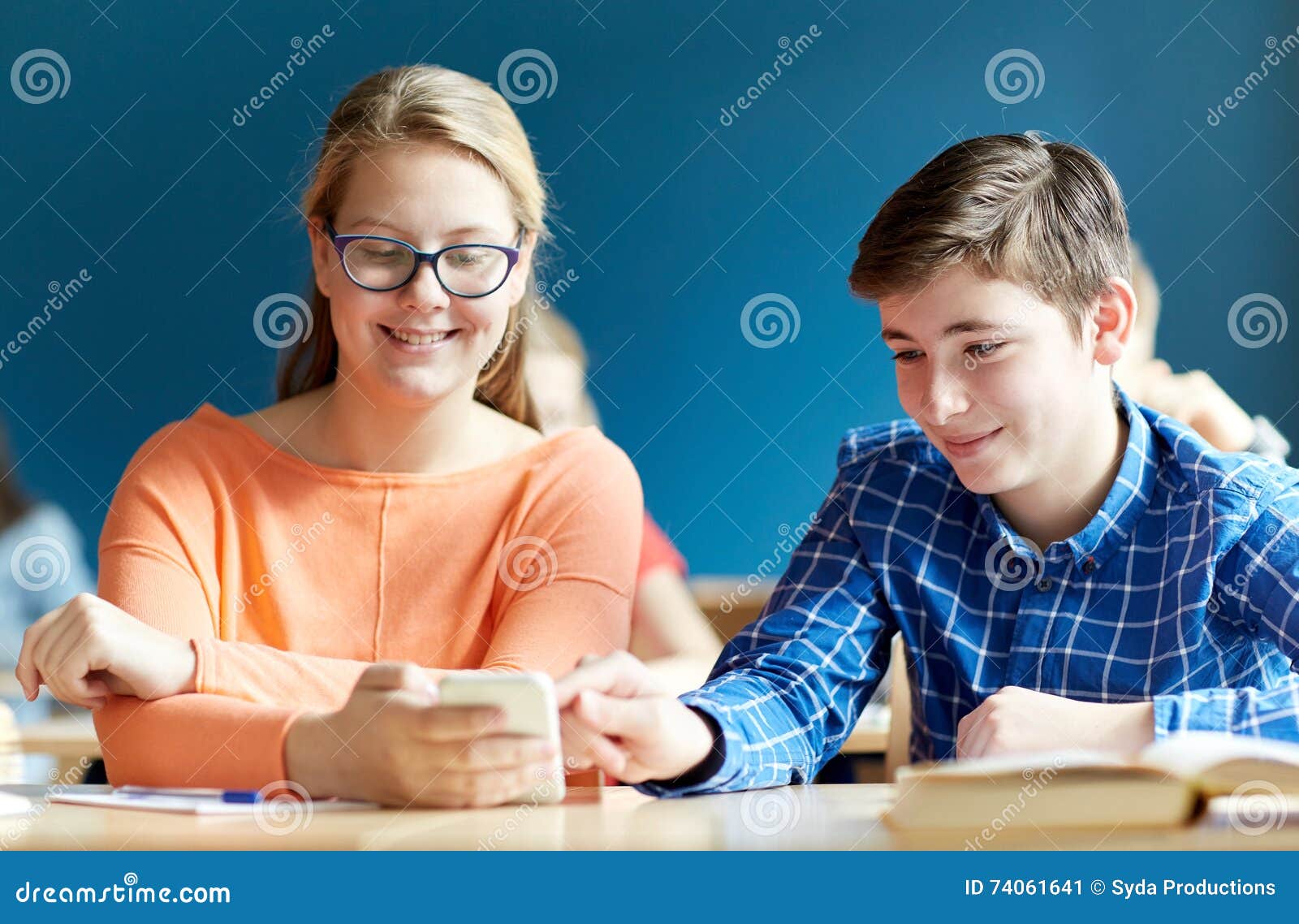 Students with Smartphone Texting at School Stock Image - Image of ...