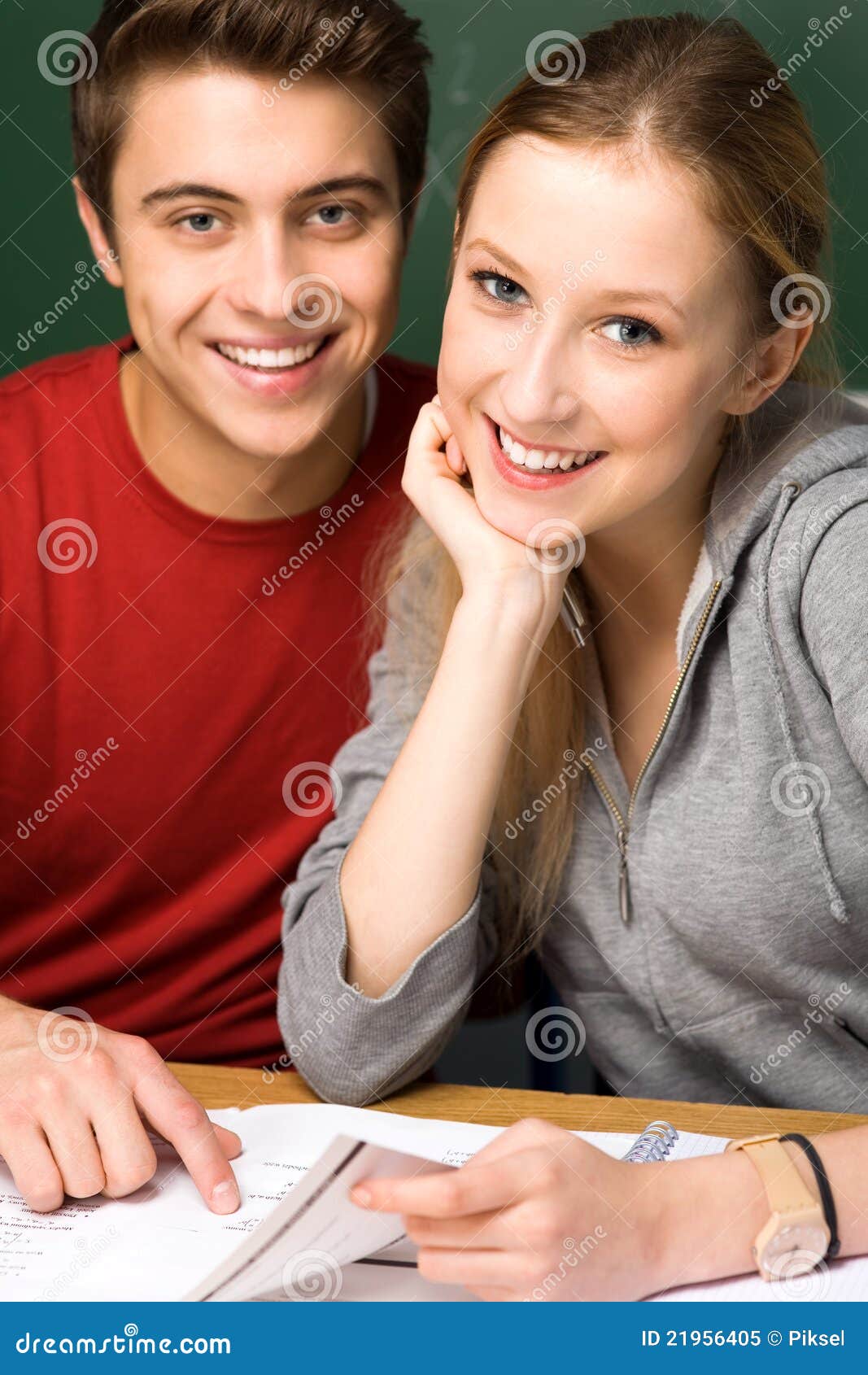 Students smiling stock image. Image of smile, desk, caucasian - 21956405