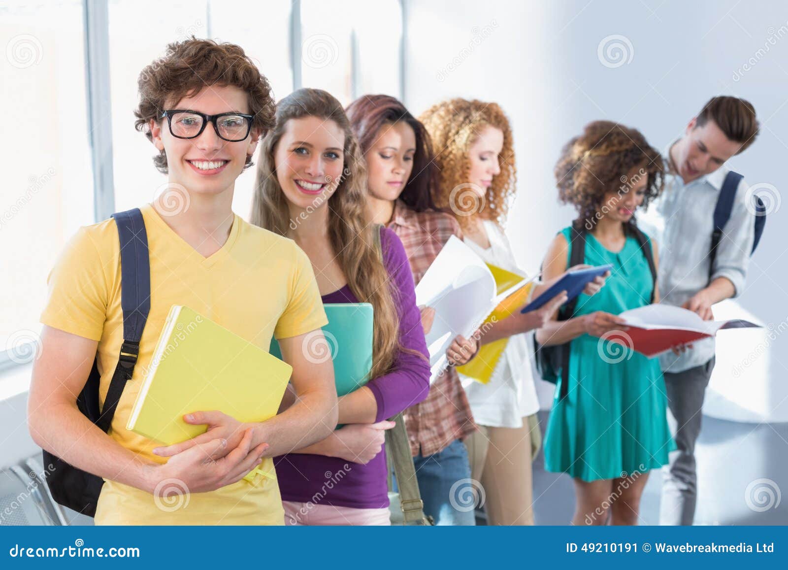 Students Smiling at Camera Standing in a Line Stock Image - Image of ...