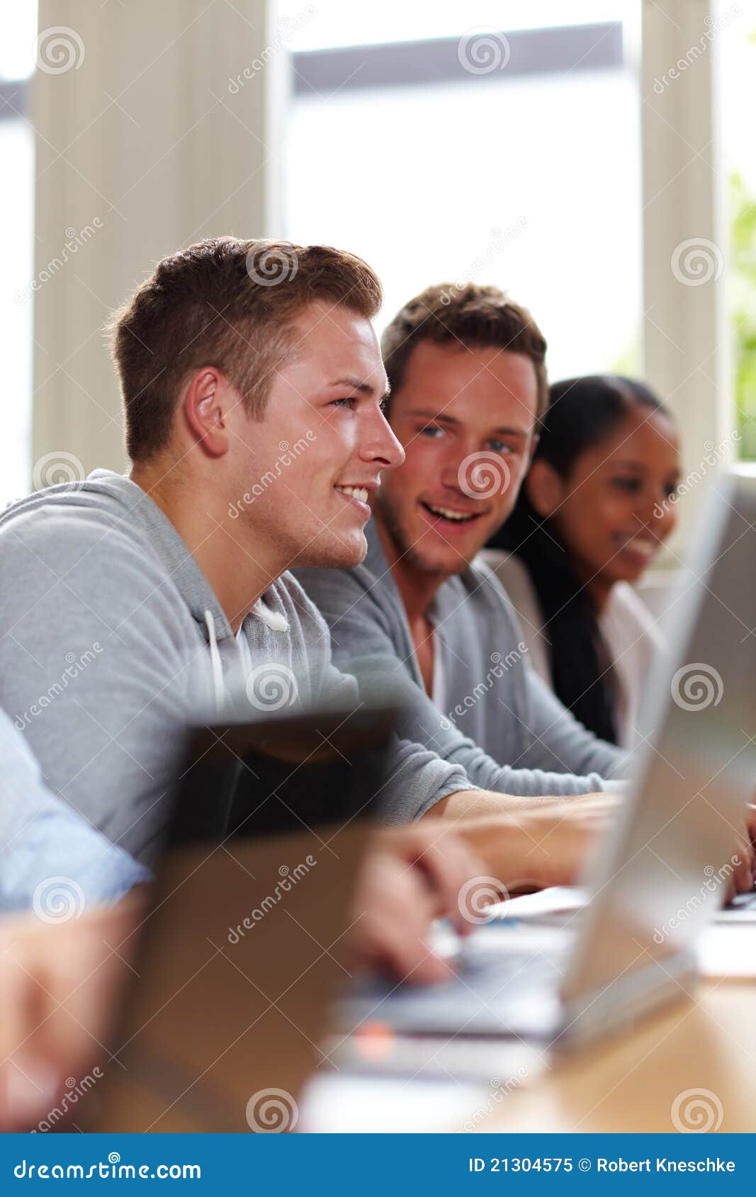 Students smiling in class stock image. Image of seminar - 21304575