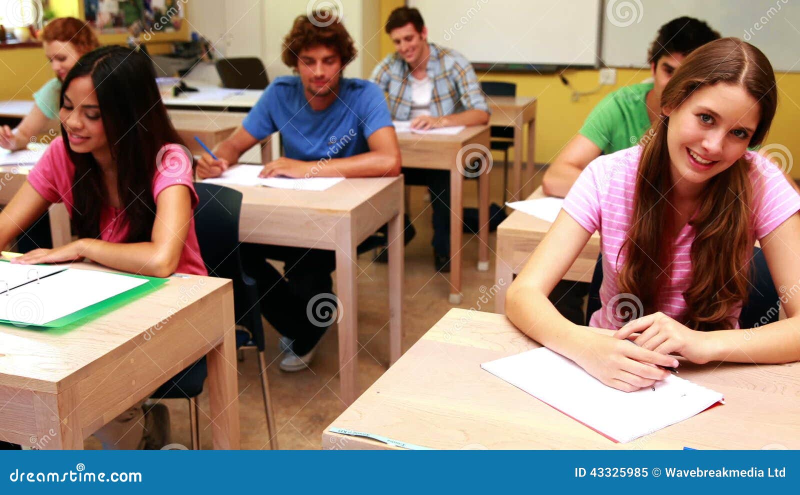 Students Smiling and Giving Thumbs Up To Camera in Classroom Stock ...